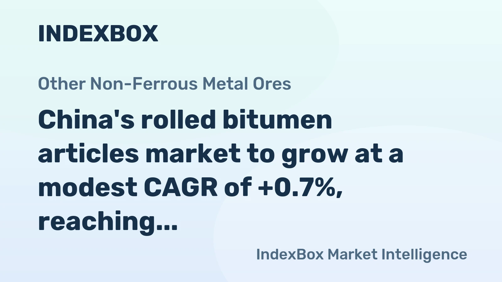 China's rolled bitumen articles market to grow at a modest CAGR of +0.7%, reaching 2B square meters by 2035.