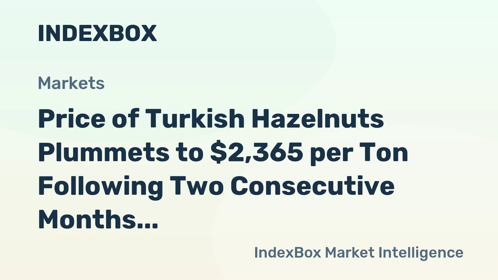 Price of Turkish Hazelnuts Plummets to $2,365 per Ton Following Two Consecutive Months of Decline