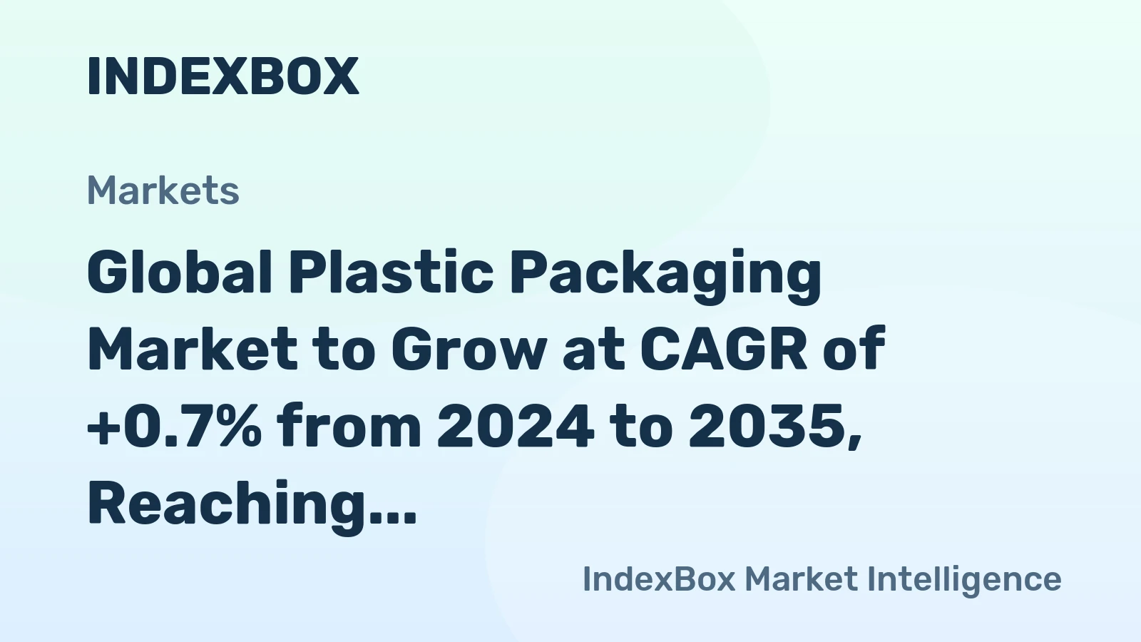 Global Plastic Packaging Market to Grow at CAGR of +0.7% from 2024 to 2035, Reaching $318.4B by End of Period