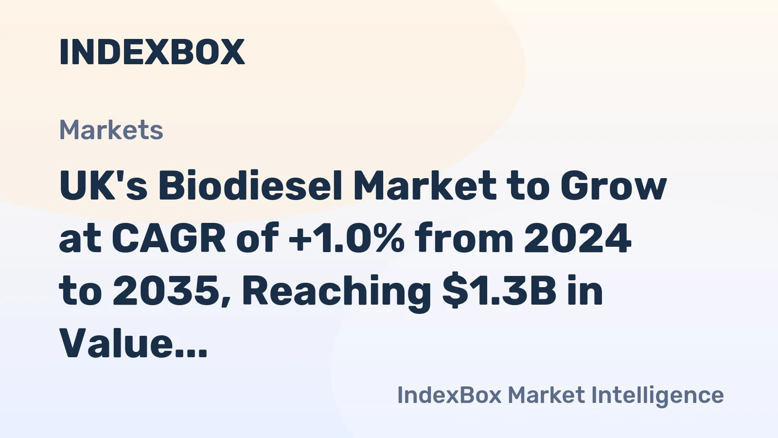 UK's Biodiesel Market to Grow at CAGR of +1.0% from 2024 to 2035, Reaching $1.3B in Value