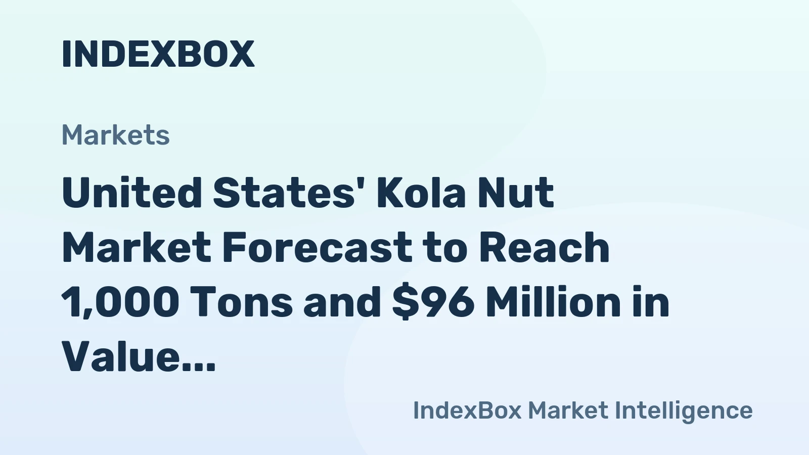 United States' Kola Nut Market Forecast to Reach 1,000 Tons and $96 Million in Value