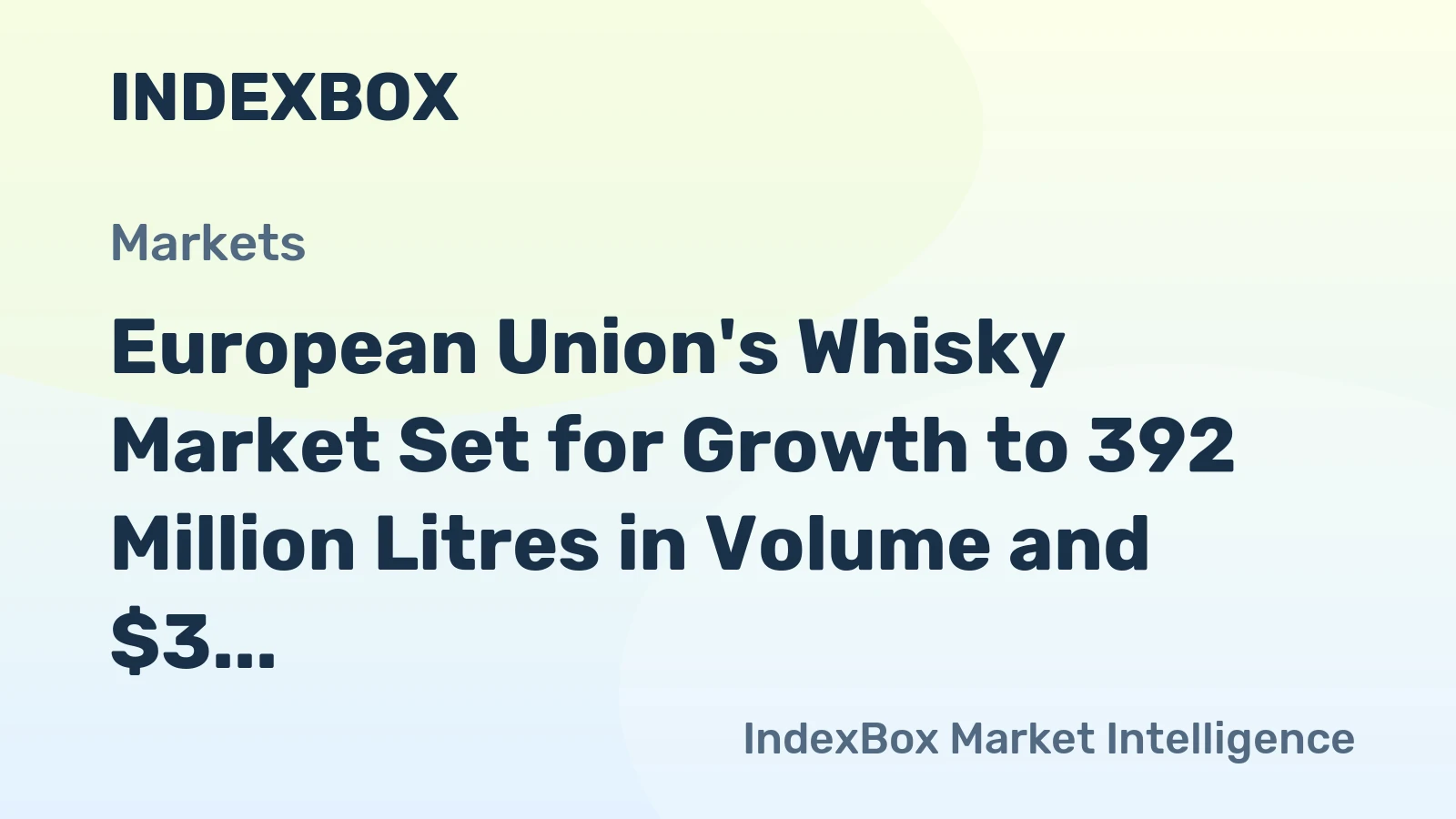 European Union's Whisky Market Set for Growth to 392 Million Litres in Volume and $3 Billion in Value