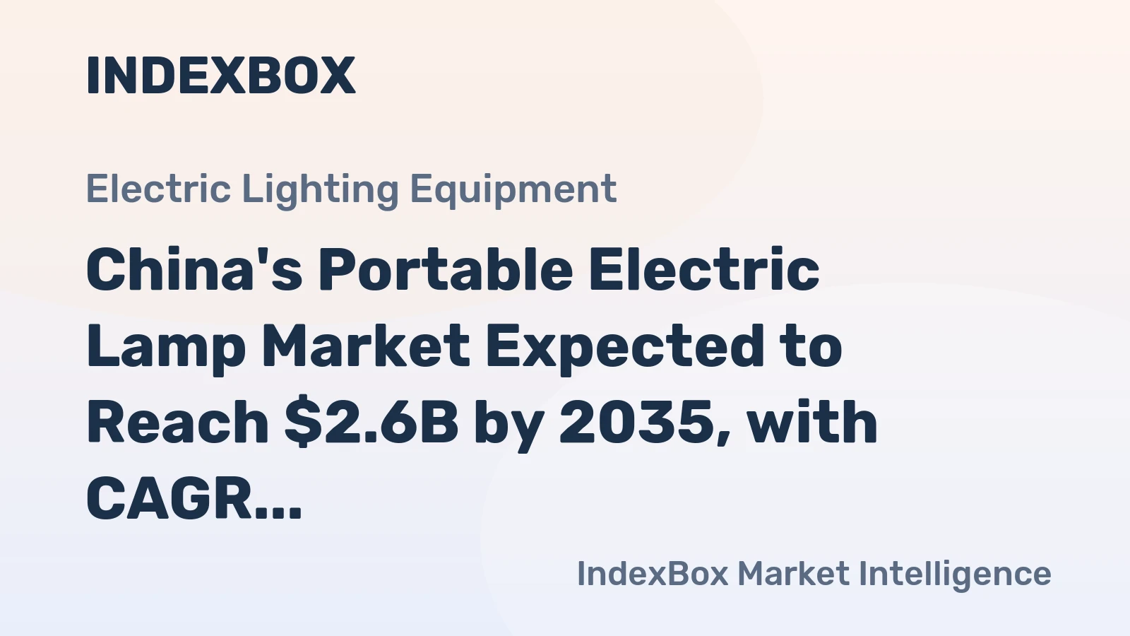 China's Portable Electric Lamp Market Expected to Reach $2.6B by 2035, with CAGR of +5.5%