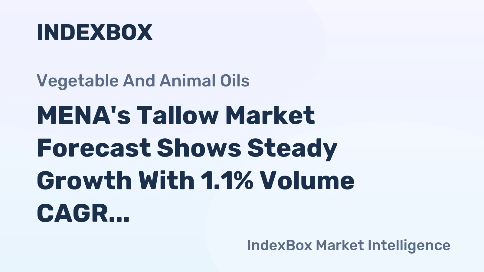 MENA's Tallow Market Forecast Shows Steady Growth With 1.1% Volume CAGR