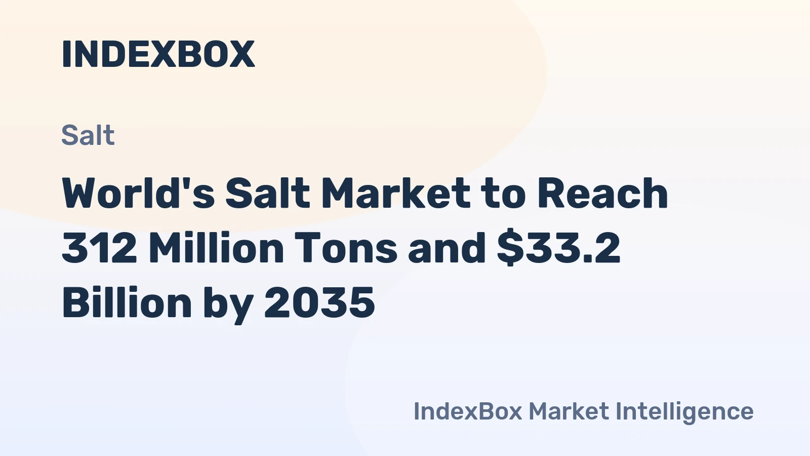 World's Salt Market to Reach 312 Million Tons and $33.2 Billion by 2035