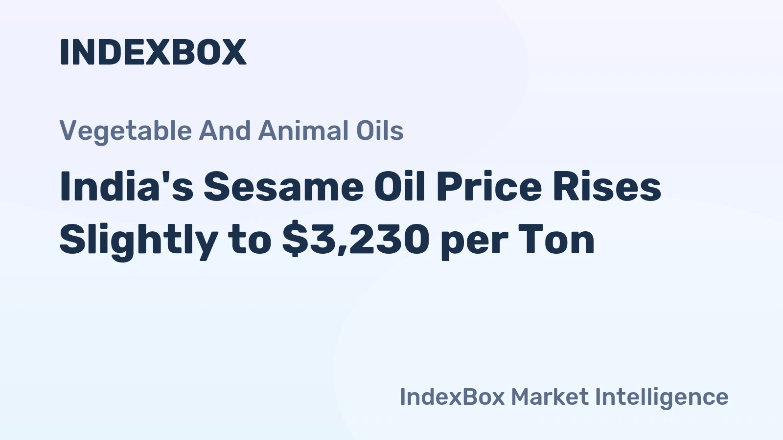 India's Sesame Oil Price Rises Slightly to $3,230 per Ton