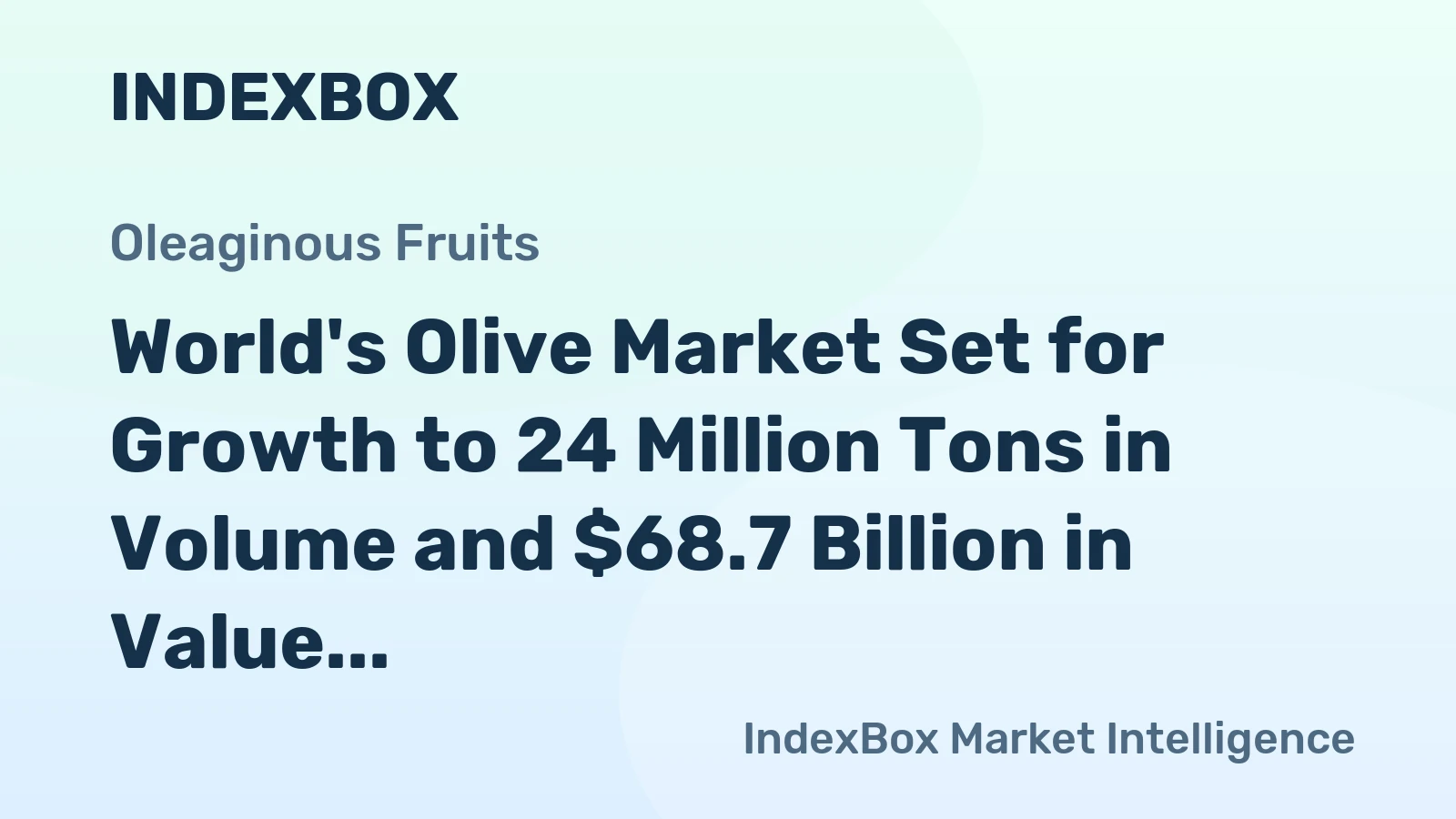 World's Olive Market Set for Growth to 24 Million Tons in Volume and $68.7 Billion in Value by 2035