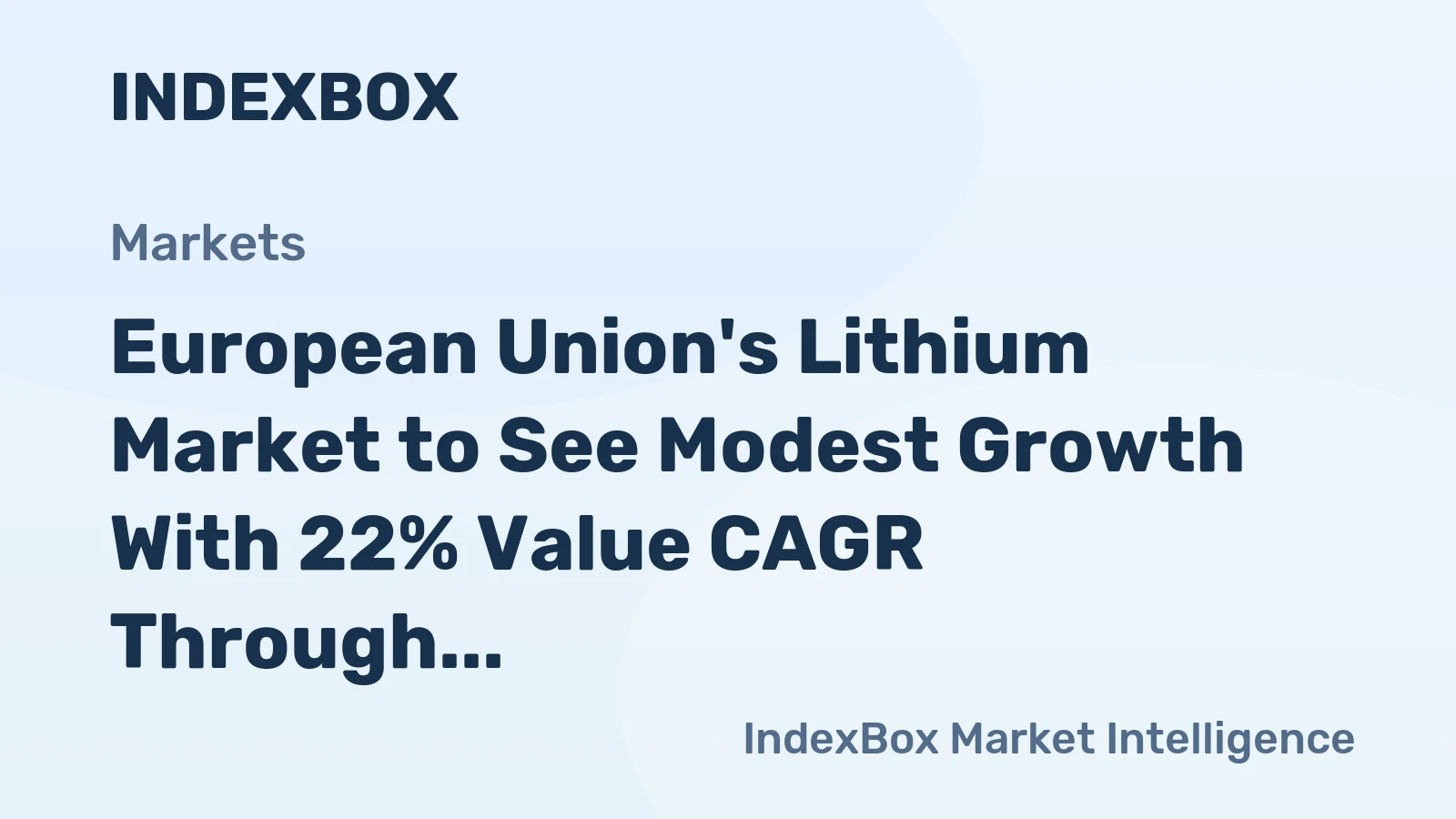European Union's Lithium Market to See Modest Growth With 22% Value CAGR Through 2035