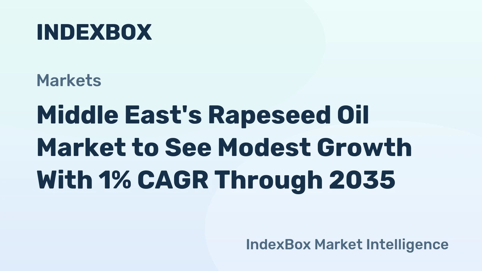 Middle East's Rapeseed Oil Market to See Modest Growth With 1% CAGR Through 2035