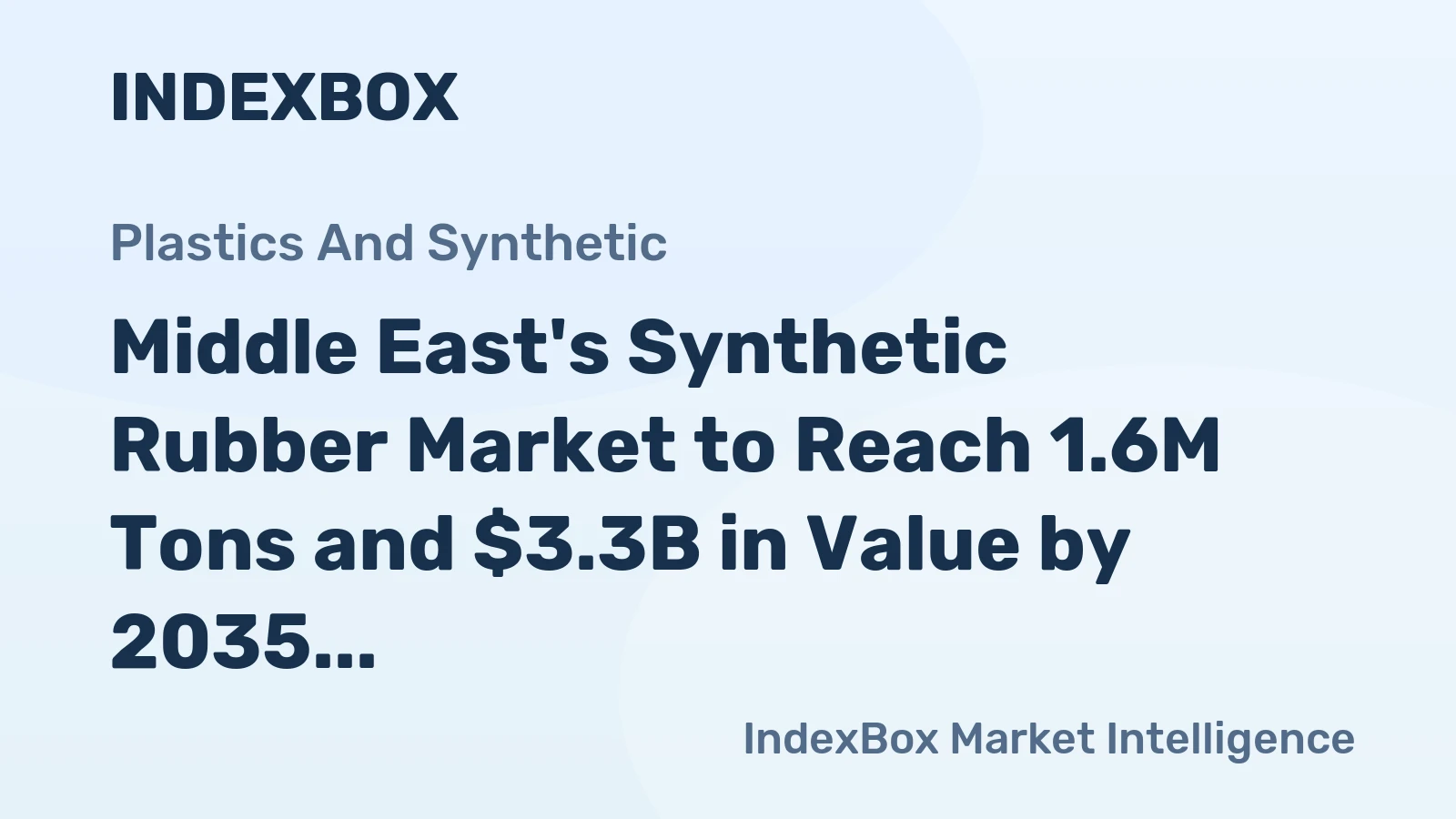 Middle East's Synthetic Rubber Market to Reach 1.6M Tons and $3.3B in Value by 2035