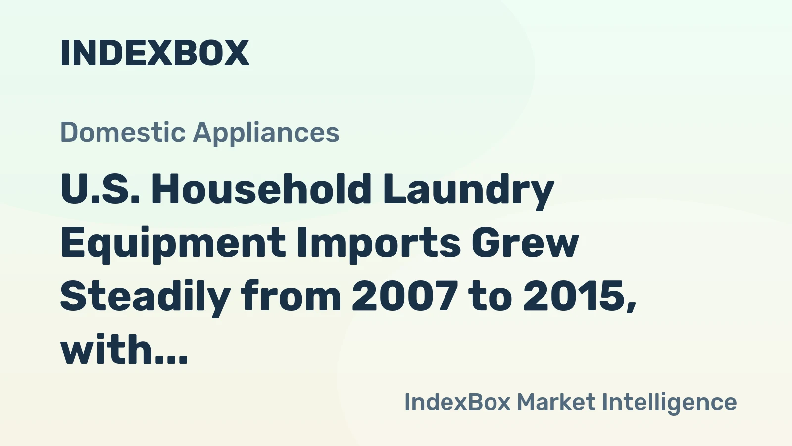 U.S. Household Laundry Equipment Imports Grew Steadily from 2007 to 2015, with China Becoming the Leading Supplier in the Recent Years