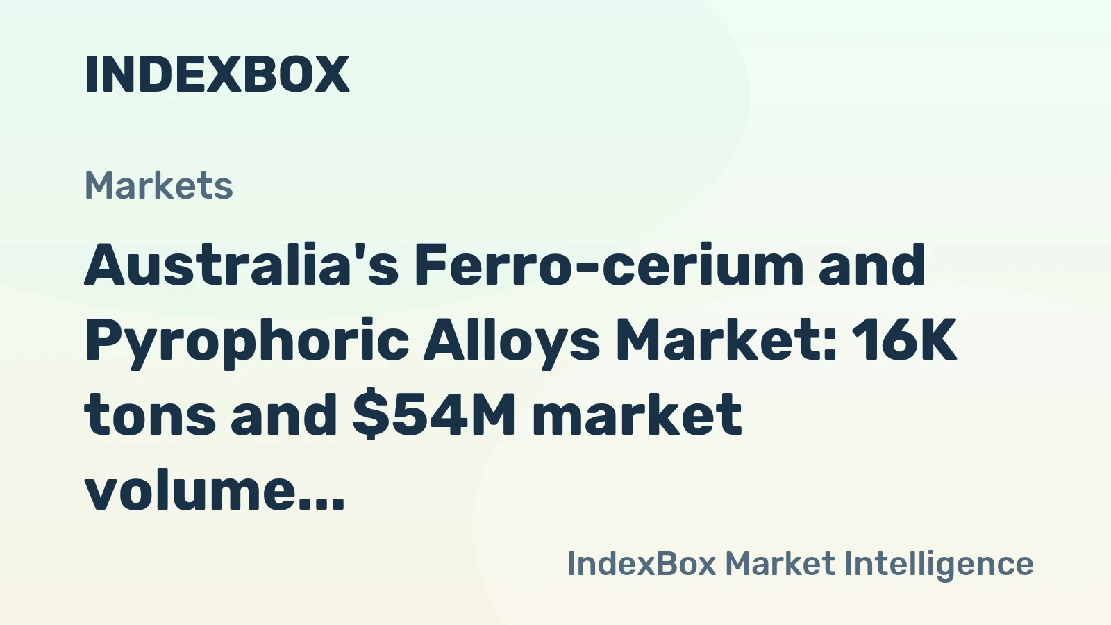 Australia's Ferro-cerium and Pyrophoric Alloys Market: 16K tons and $54M market volume and value growth projected by 2035