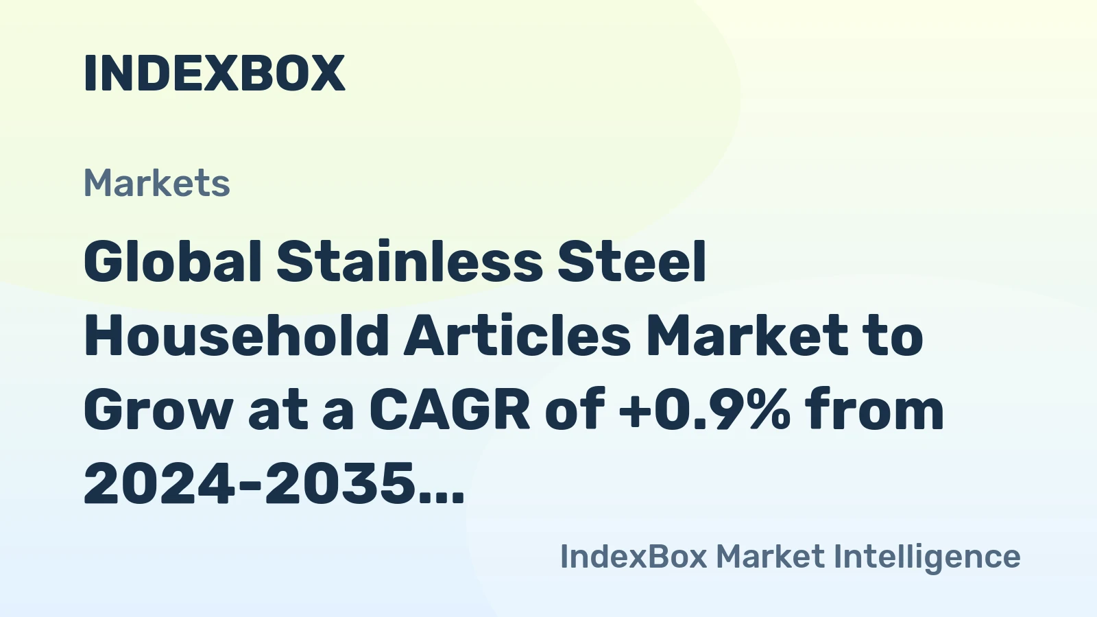Global Stainless Steel Household Articles Market to Grow at a CAGR of +0.9% from 2024-2035, Reaching $28.4B by 2035
