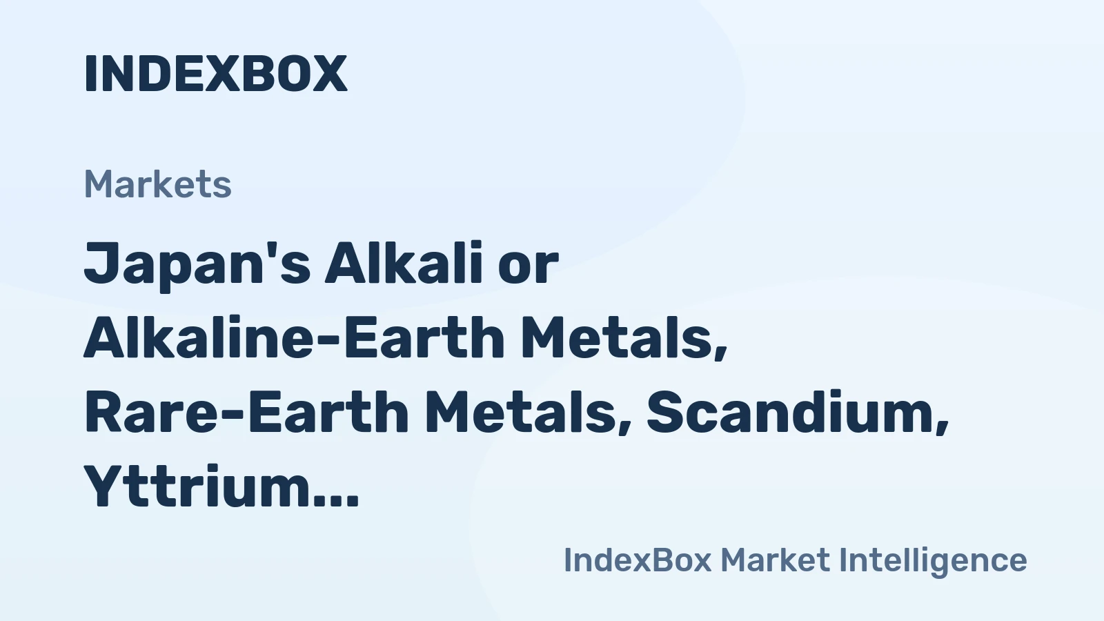 Japan's Alkali or Alkaline-Earth Metals, Rare-Earth Metals, Scandium, Yttrium, and Mercury Market to Reach 13K Tons and $426M by 2035