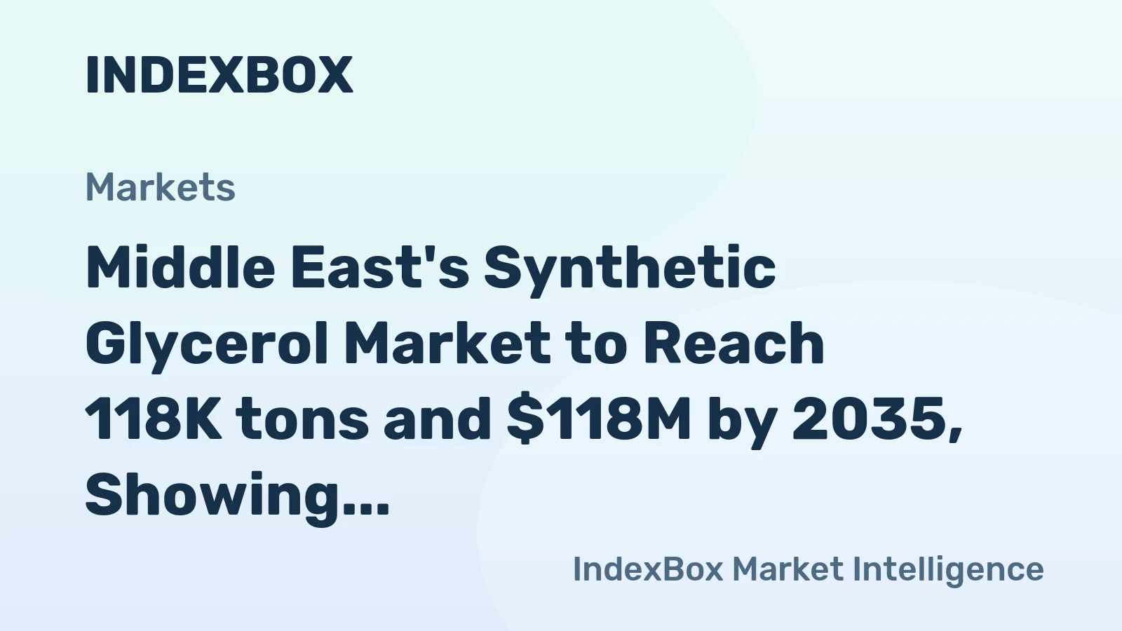 Middle East's Synthetic Glycerol Market to Reach 118K tons and $118M by 2035, Showing Steady Growth