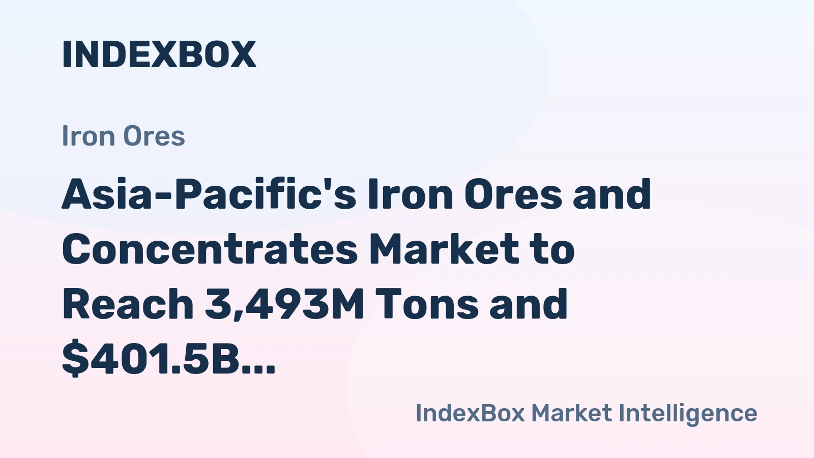 Asia-Pacific's Iron Ores and Concentrates Market to Reach 3,493M Tons and $401.5B by 2035