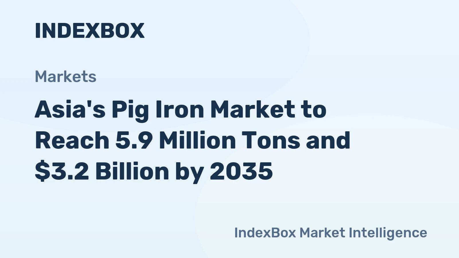 Asia's Pig Iron Market to Reach 5.9 Million Tons and $3.2 Billion by 2035
