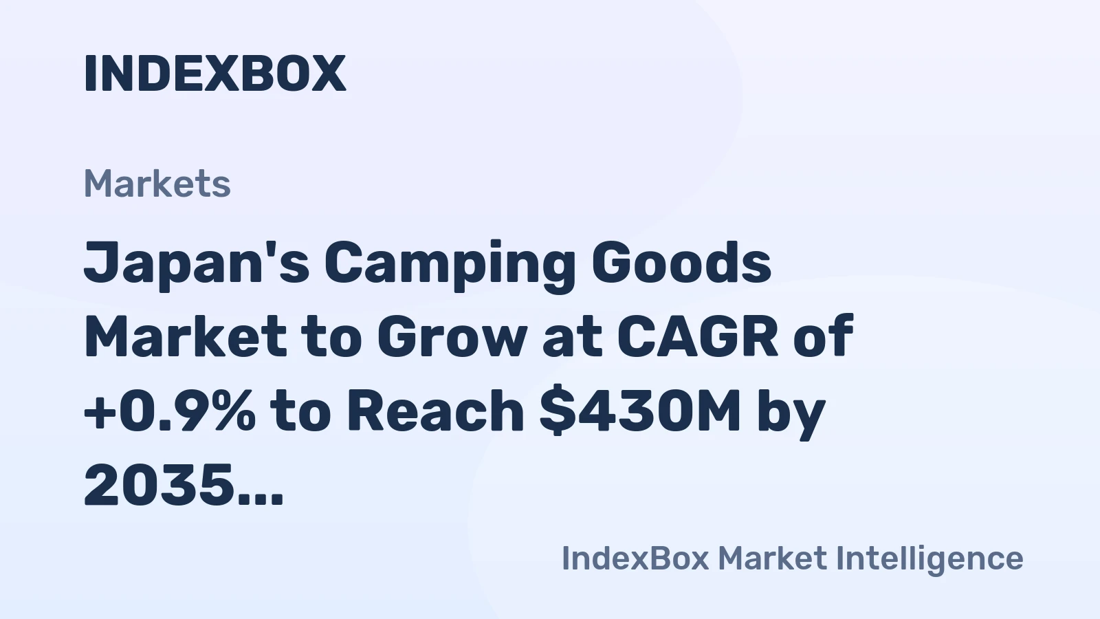 Japan's Camping Goods Market to Grow at CAGR of +0.9% to Reach $430M by 2035