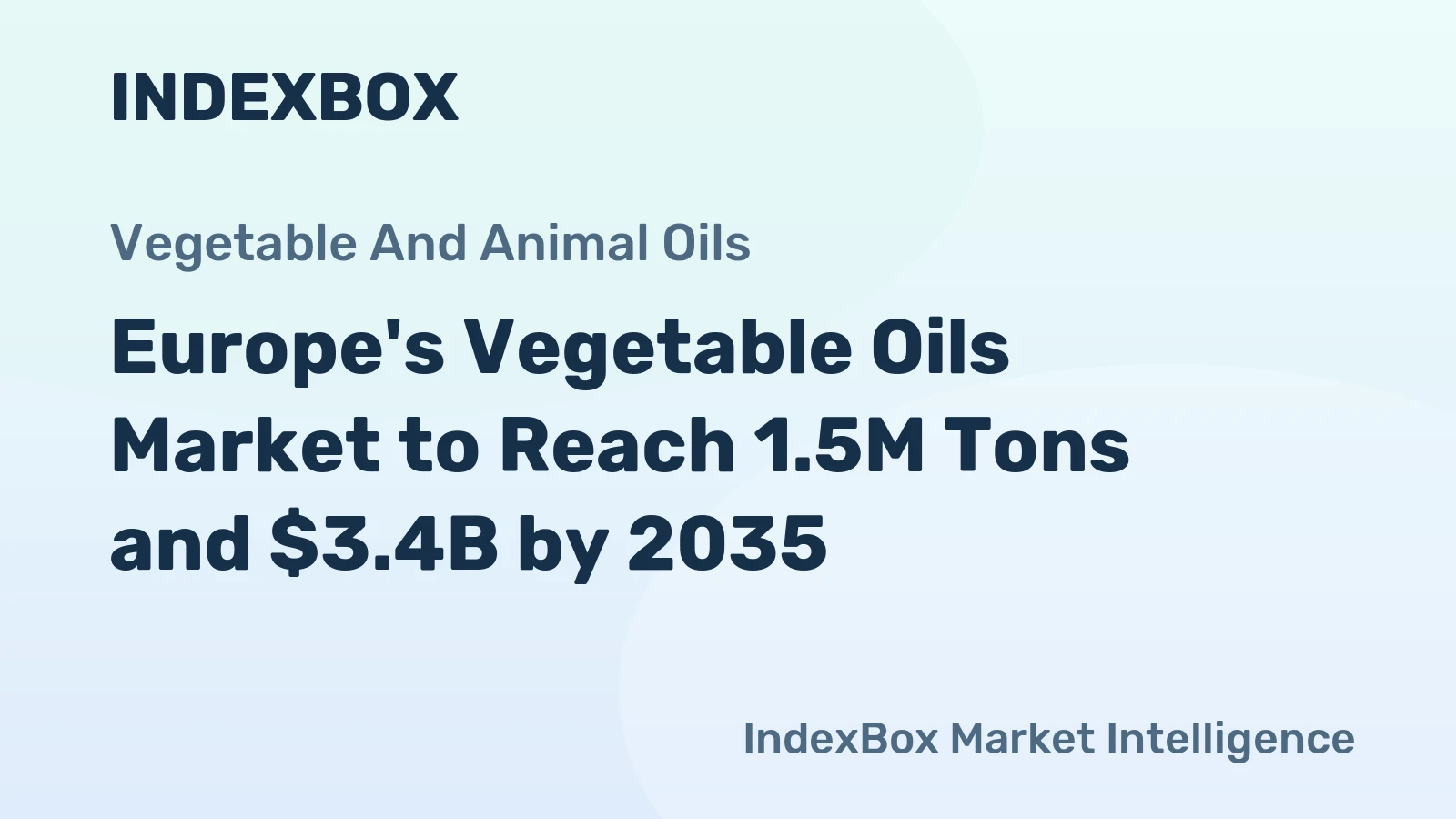 Europe's Vegetable Oils Market to Reach 1.5M Tons and $3.4B by 2035