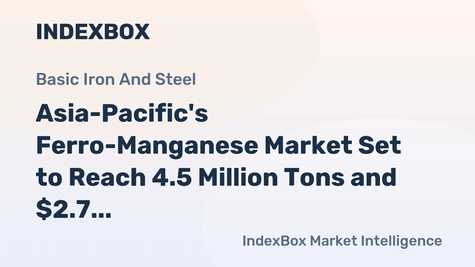Asia-Pacific's Ferro-Manganese Market Set to Reach 4.5 Million Tons and $2.7 Billion by 2035