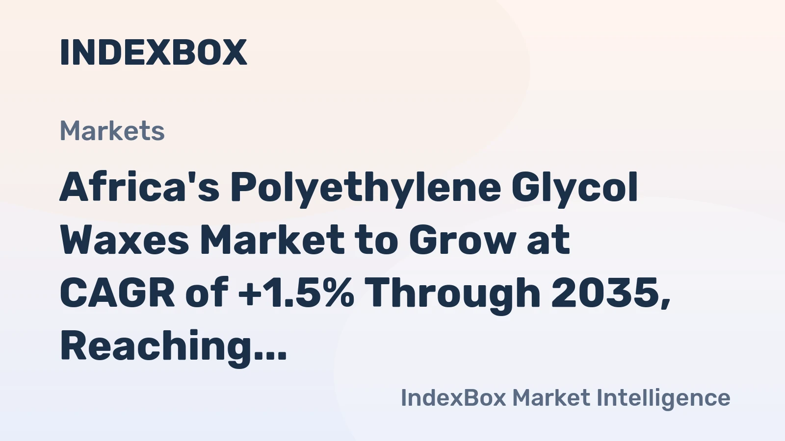 Africa's Polyethylene Glycol Waxes Market to Grow at CAGR of +1.5% Through 2035, Reaching $228M in Value