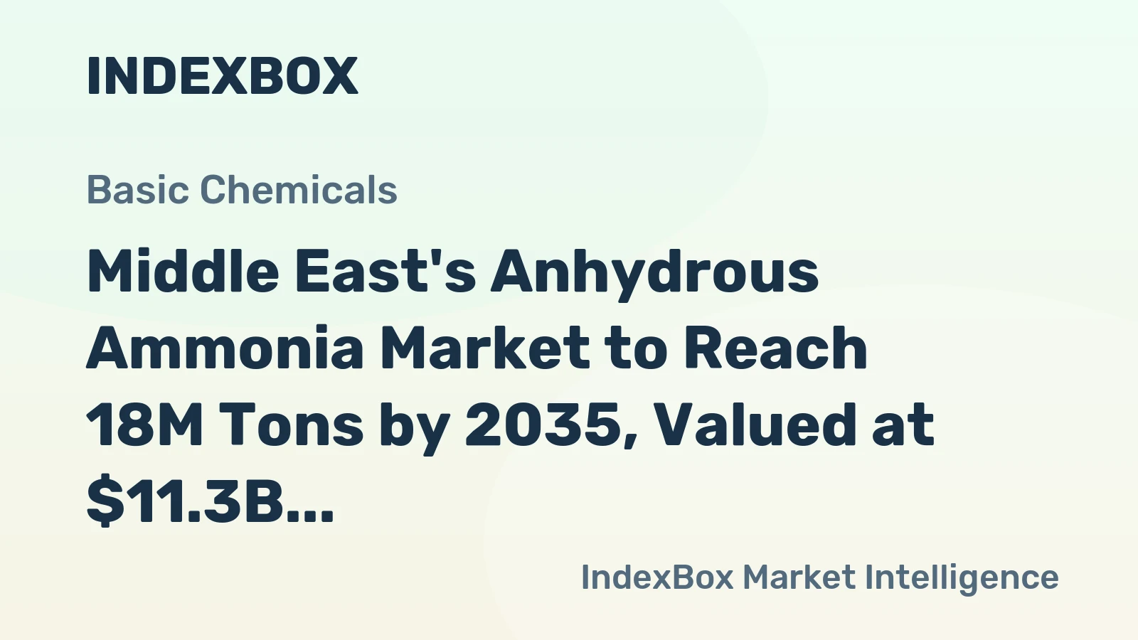 Middle East's Anhydrous Ammonia Market to Reach 18M Tons by 2035, Valued at $11.3B