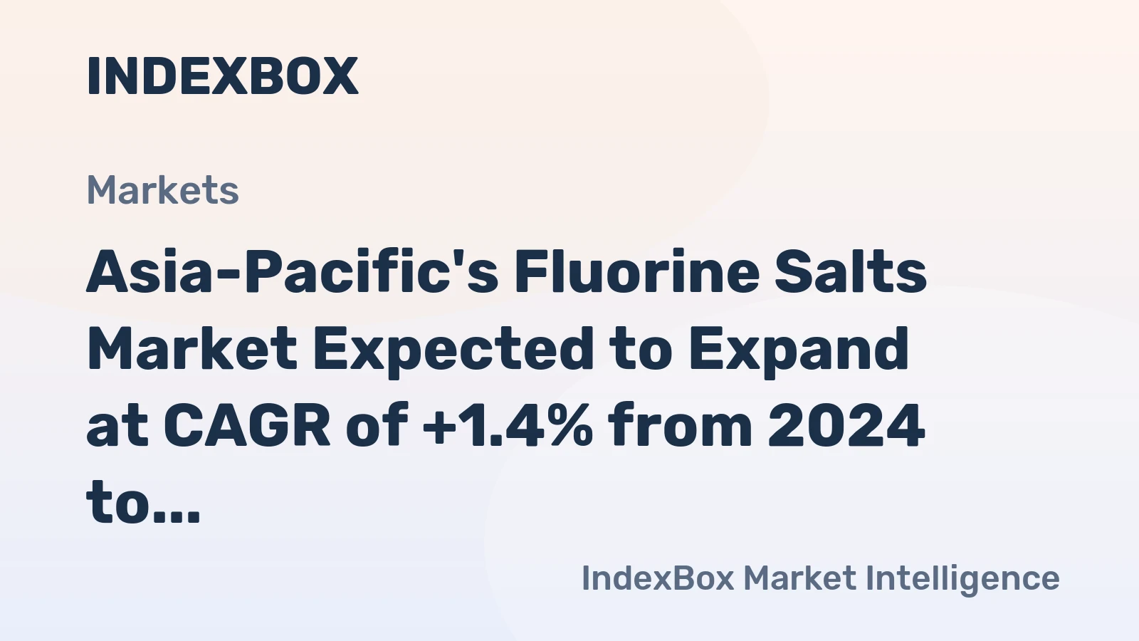 Asia-Pacific's Fluorine Salts Market Expected to Expand at CAGR of +1.4% from 2024 to 2035