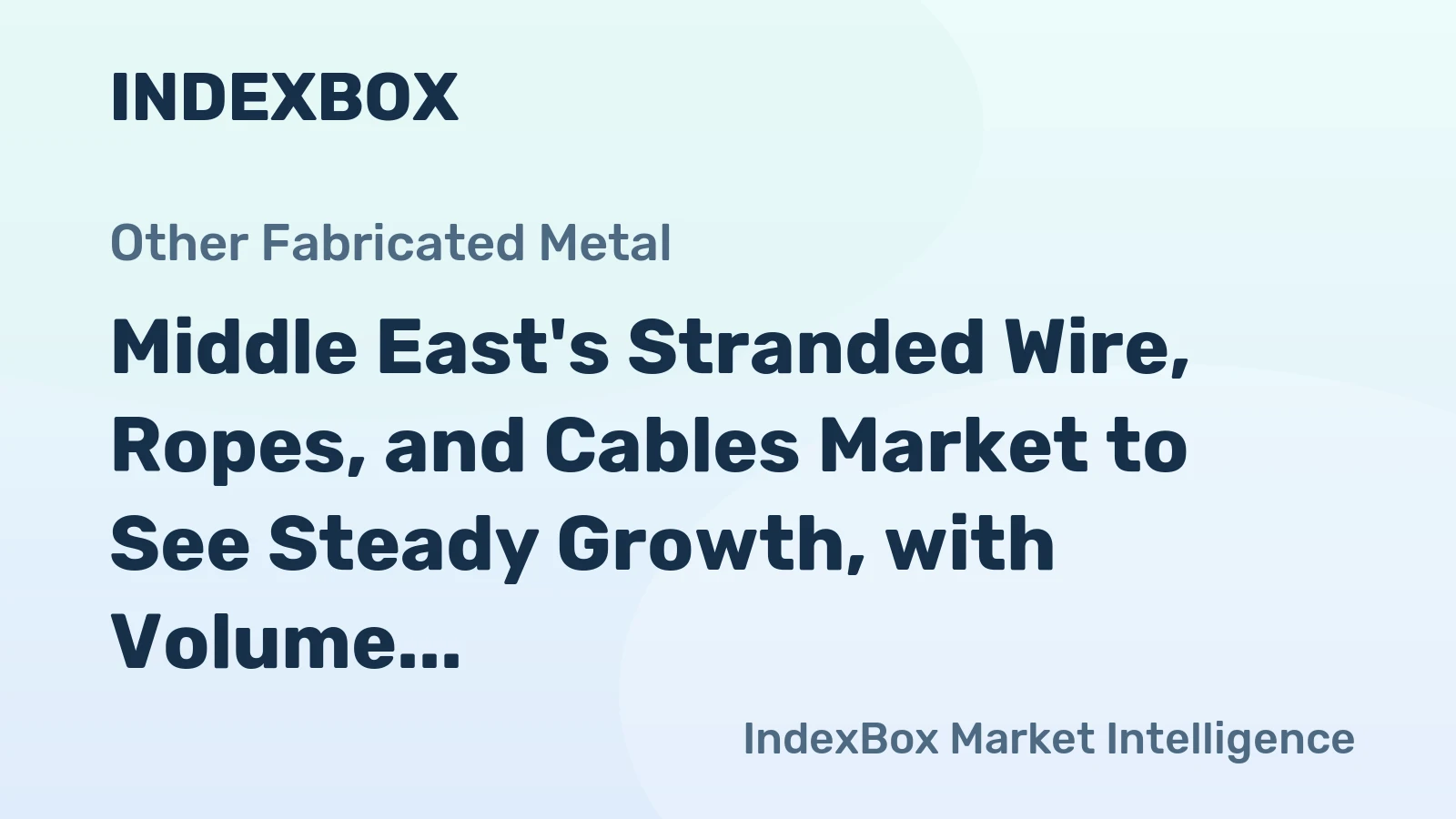 Middle East's Stranded Wire, Ropes, and Cables Market to See Steady Growth, with Volume Reaching 731K tons and Value Increasing to $2.5B by 2035