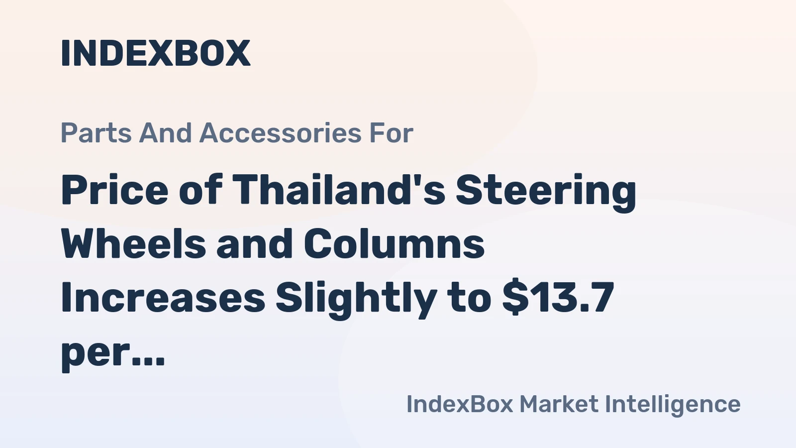 Price of Thailand's Steering Wheels and Columns Increases Slightly to $13.7 per kg