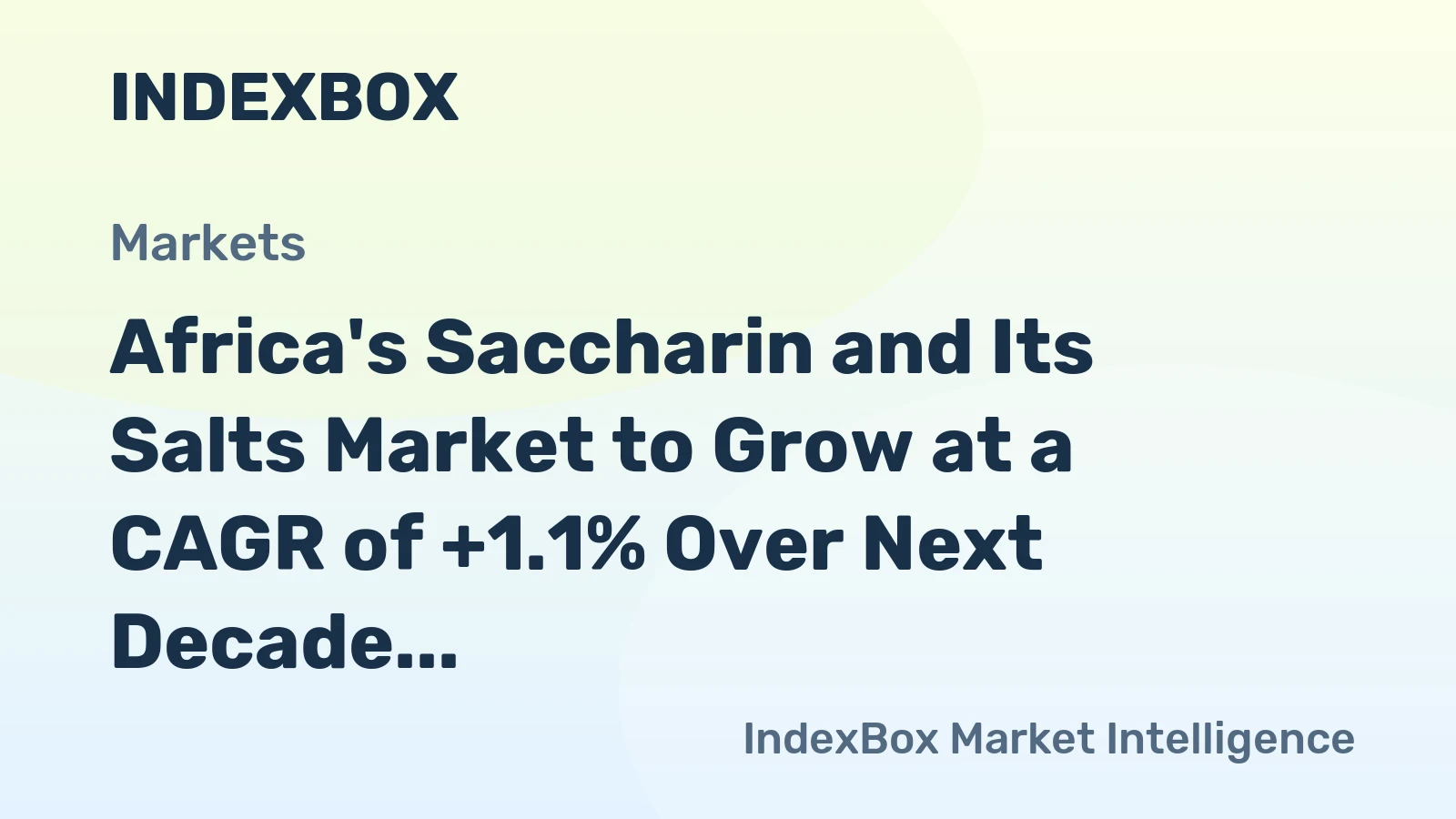 Africa's Saccharin and Its Salts Market to Grow at a CAGR of +1.1% Over Next Decade, Reaching $15M by 2035