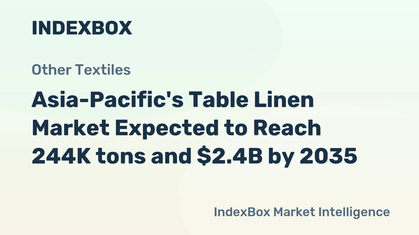 Asia-Pacific's Table Linen Market Expected to Reach 244K tons and $2.4B by 2035