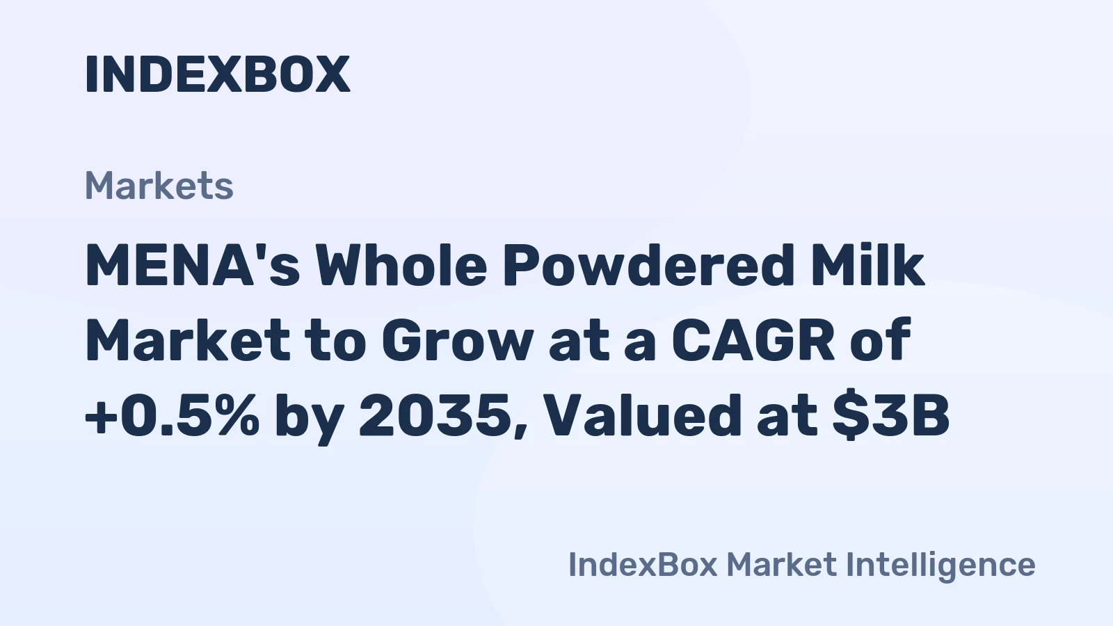 MENA's Whole Powdered Milk Market to Grow at a CAGR of +0.5% by 2035, Valued at $3B