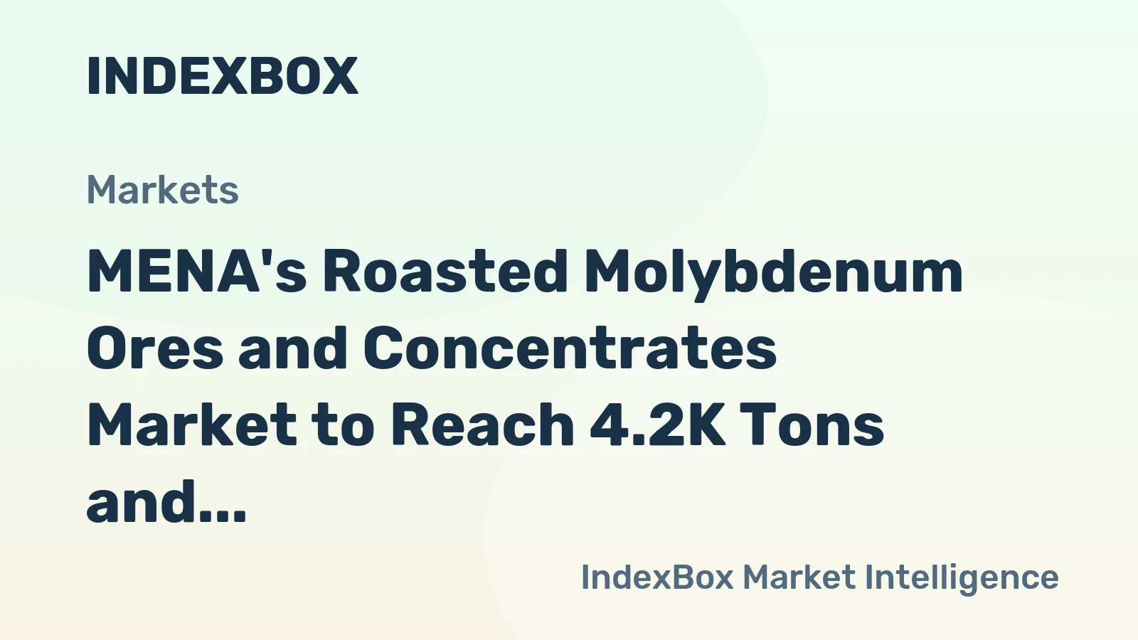 MENA's Roasted Molybdenum Ores and Concentrates Market to Reach 4.2K Tons and $97M by 2035