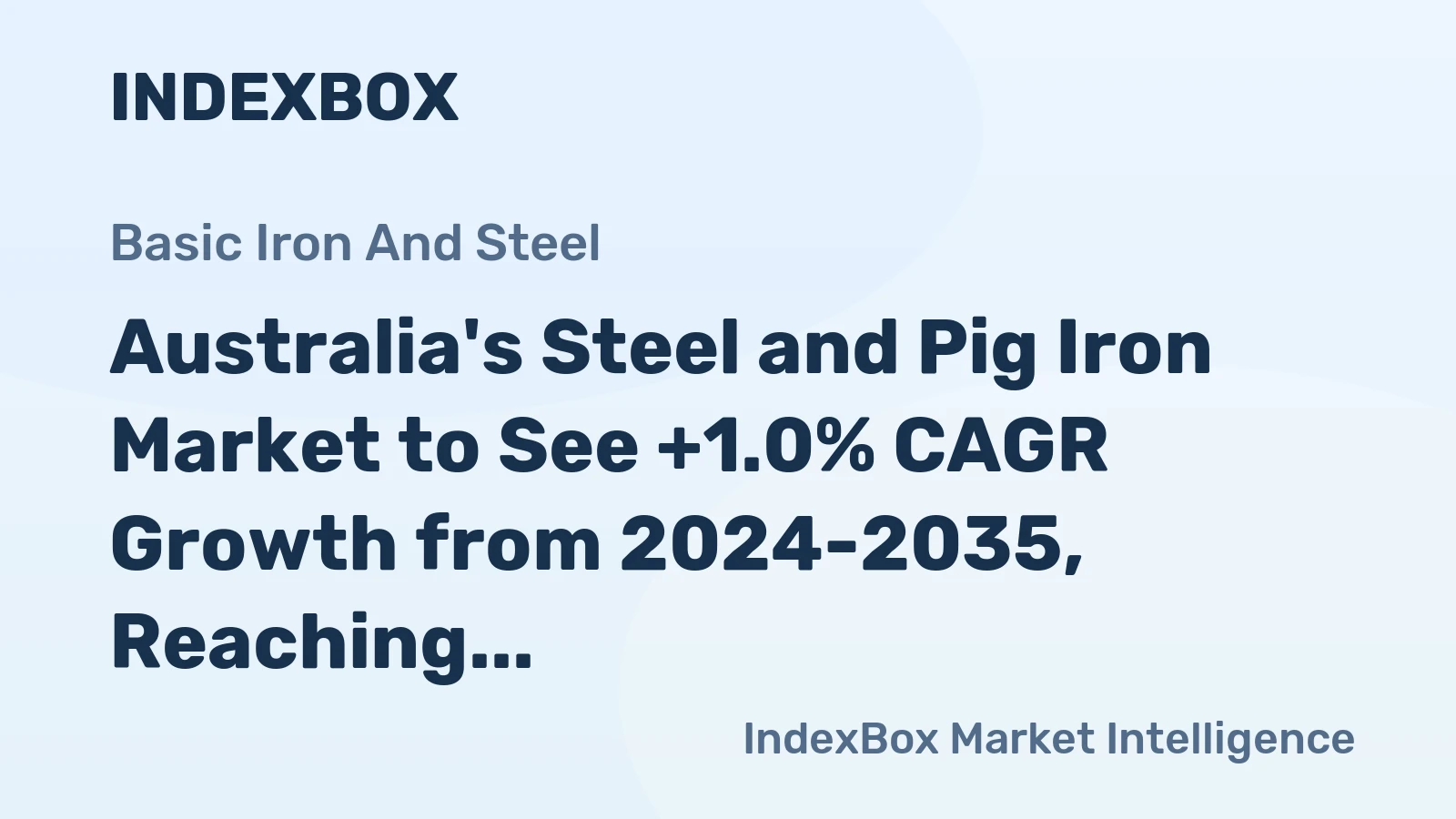 Australia's Steel and Pig Iron Market to See +1.0% CAGR Growth from 2024-2035, Reaching $2.2B Value