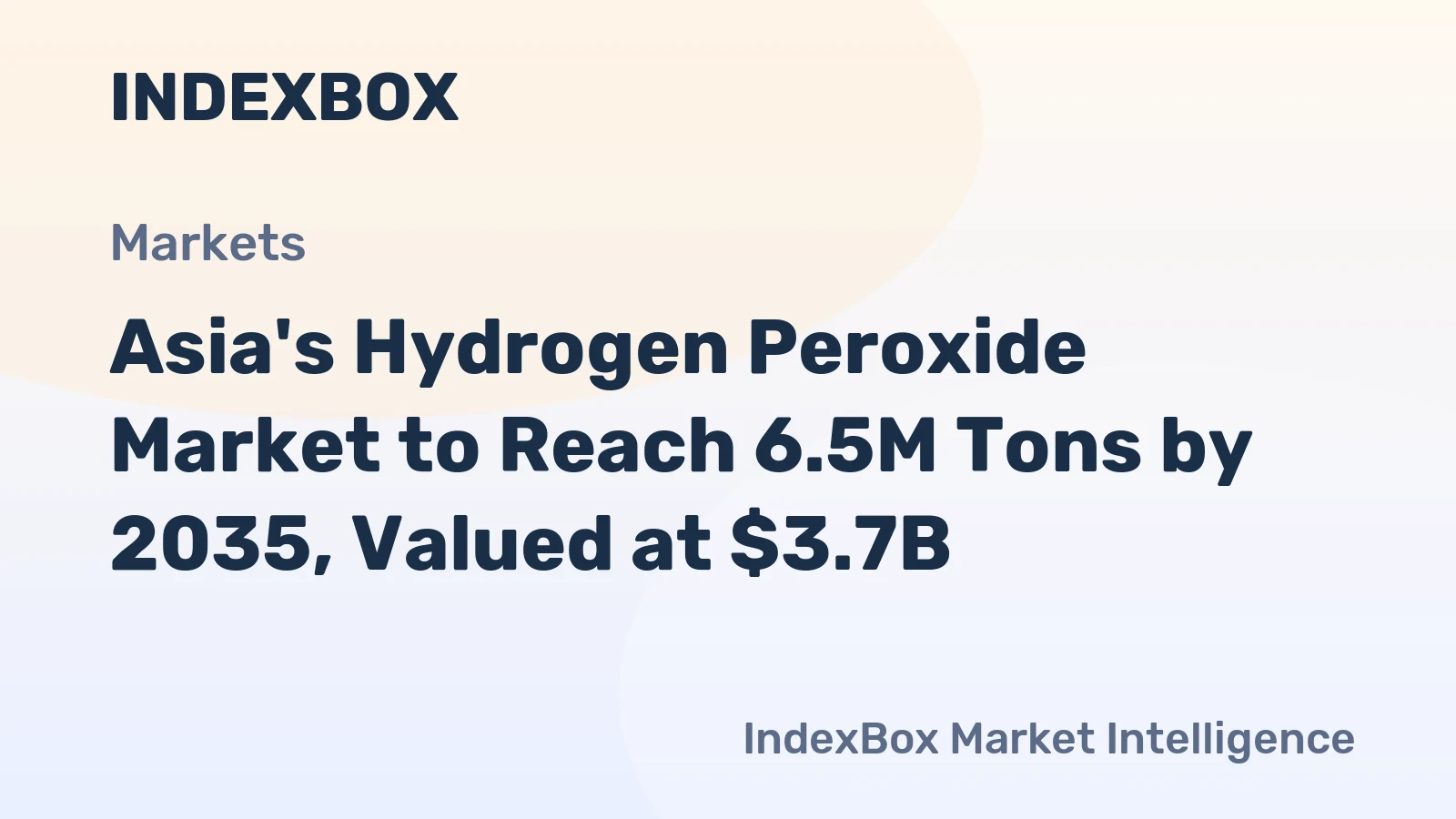 Asia's Hydrogen Peroxide Market to Reach 6.5M Tons by 2035, Valued at $3.7B