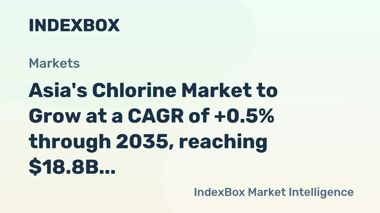 Asia's Chlorine Market to Grow at a CAGR of +0.5% through 2035, reaching $18.8B