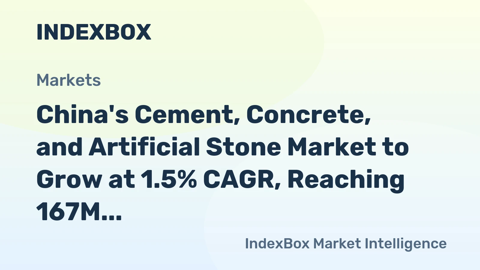 China's Cement, Concrete, and Artificial Stone Market to Grow at 1.5% CAGR, Reaching 167M Tons by 2035