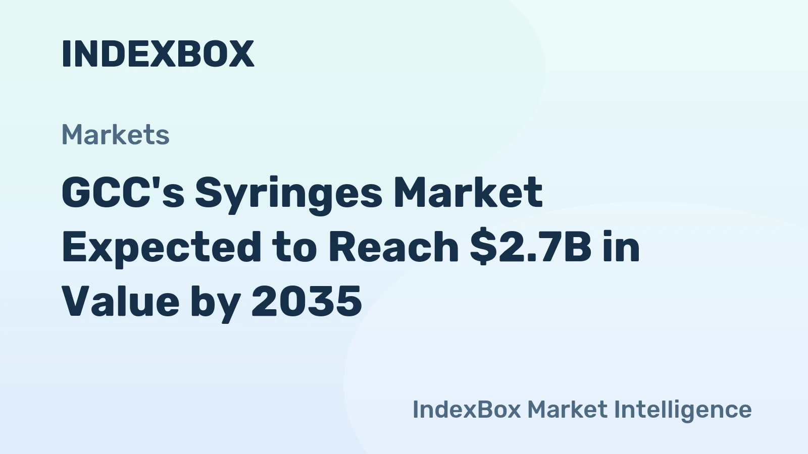 GCC's Syringes Market Expected to Reach $2.7B in Value by 2035