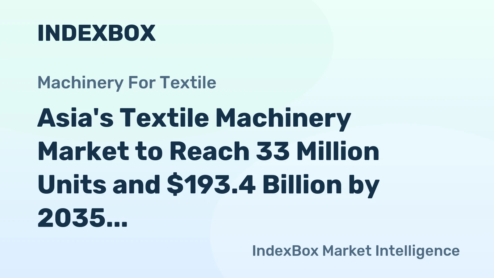 Asia's Textile Machinery Market to Reach 33 Million Units and $193.4 Billion by 2035