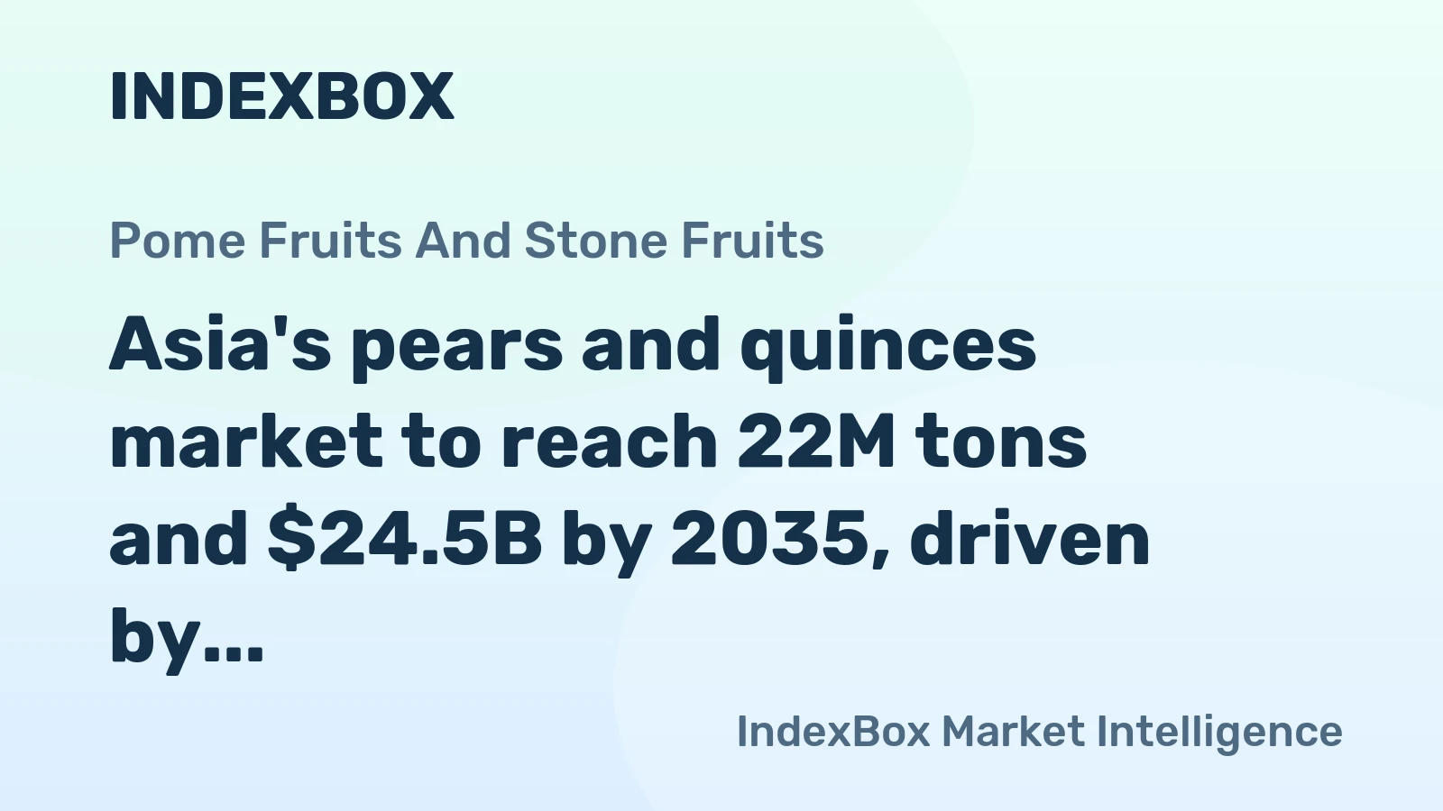 Asia's pears and quinces market to reach 22M tons and $24.5B by 2035, driven by steady demand growth.
