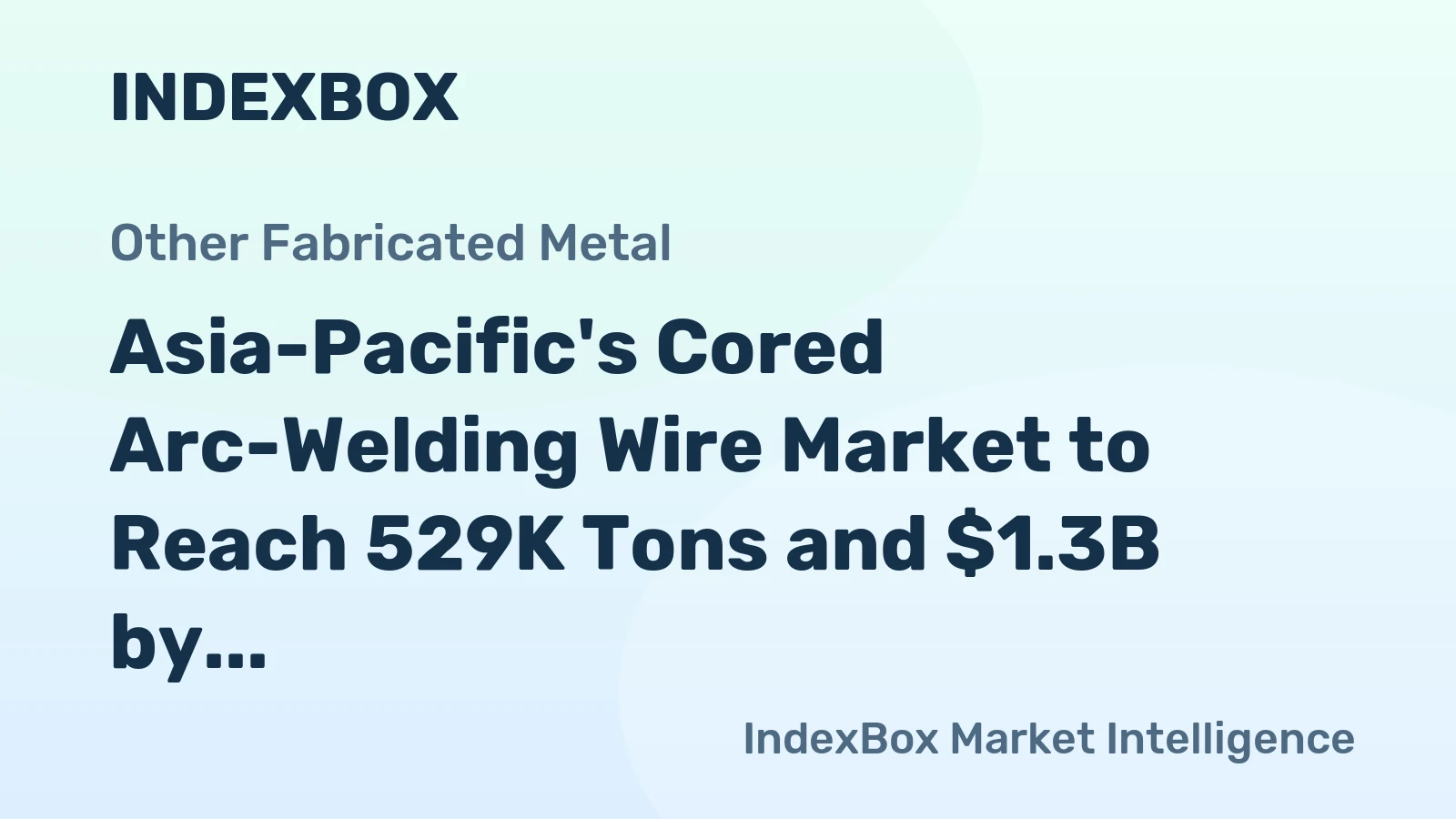 Asia-Pacific's Cored Arc-Welding Wire Market to Reach 529K Tons and $1.3B by 2035