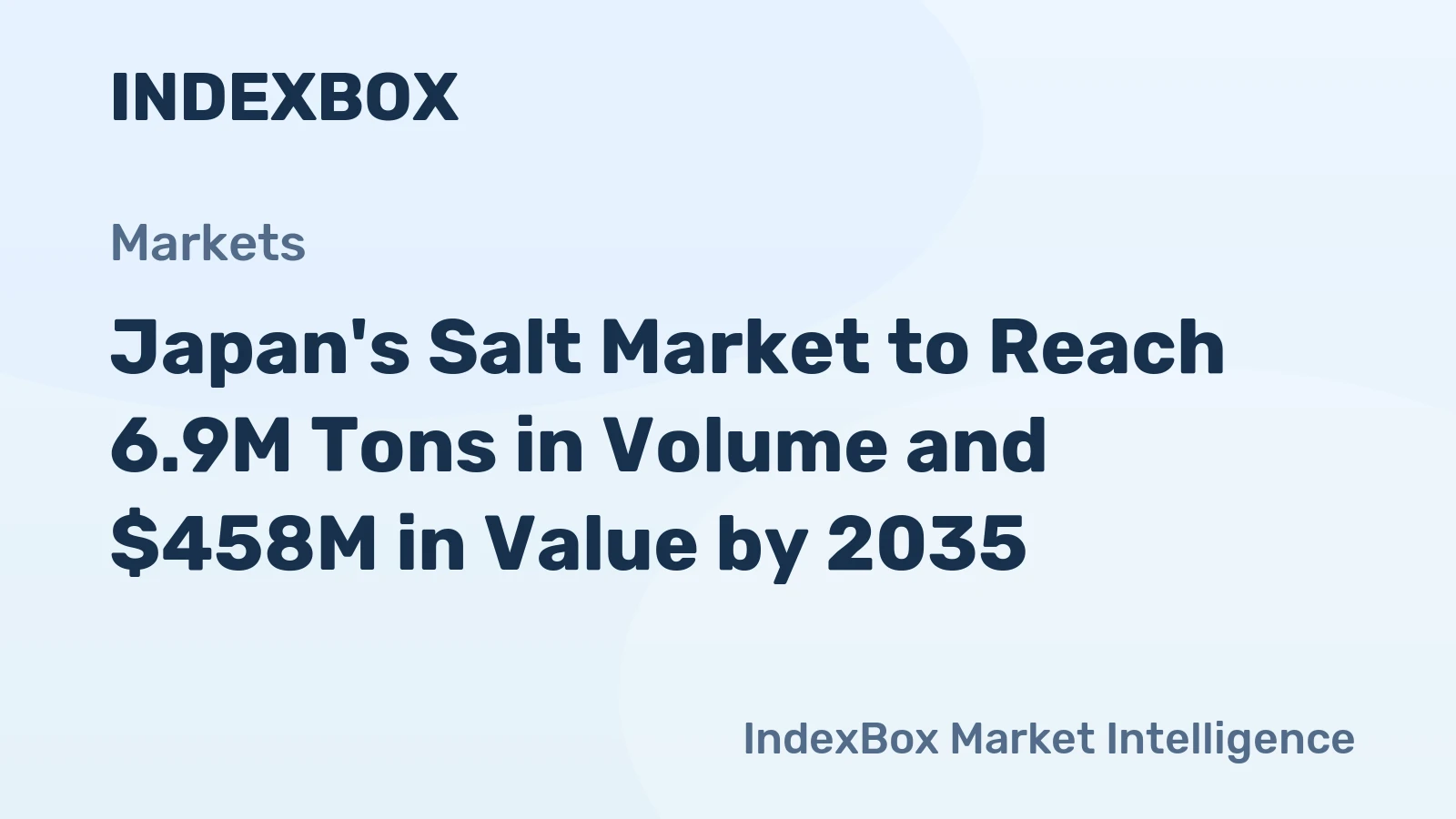 Japan's Salt Market to Reach 6.9M Tons in Volume and $458M in Value by 2035