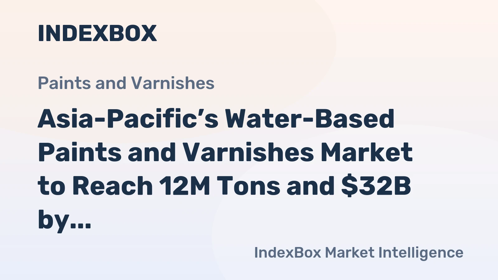 Asia-Pacific’s Water-Based Paints and Varnishes Market to Reach 12M Tons and $32B by 2035