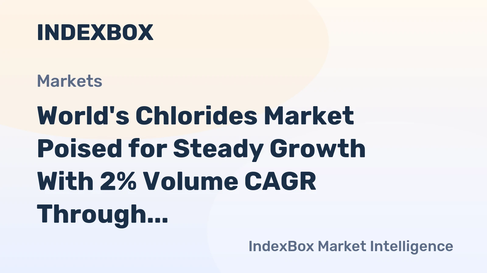 World's Chlorides Market Poised for Steady Growth With 2% Volume CAGR Through 2035