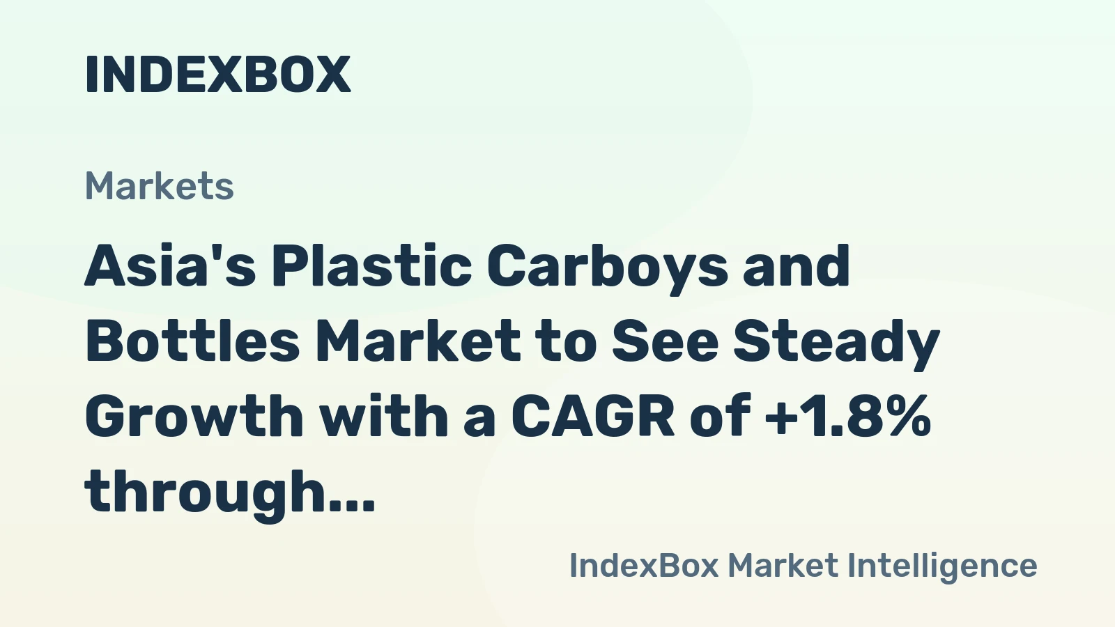 Asia's Plastic Carboys and Bottles Market to See Steady Growth with a CAGR of +1.8% through 2035