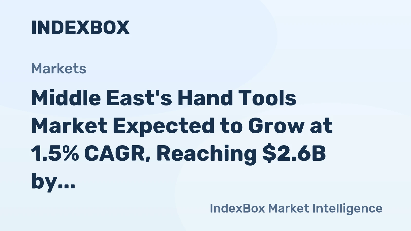 Middle East's Hand Tools Market Expected to Grow at 1.5% CAGR, Reaching $2.6B by 2035