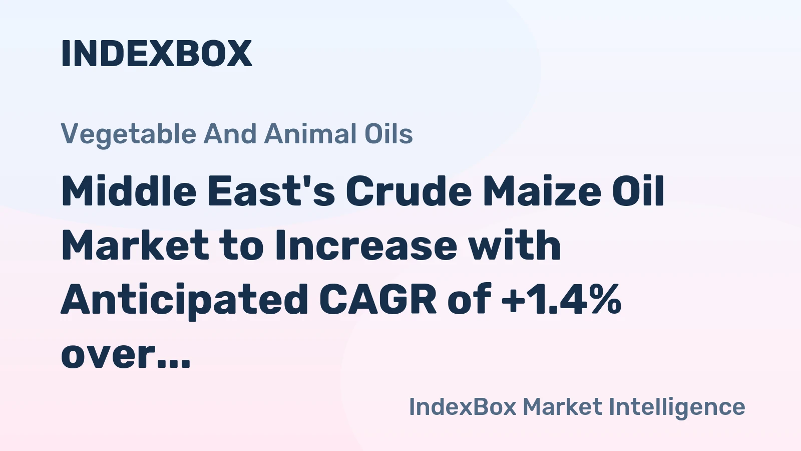 Middle East's Crude Maize Oil Market to Increase with Anticipated CAGR of +1.4% over Next Decade