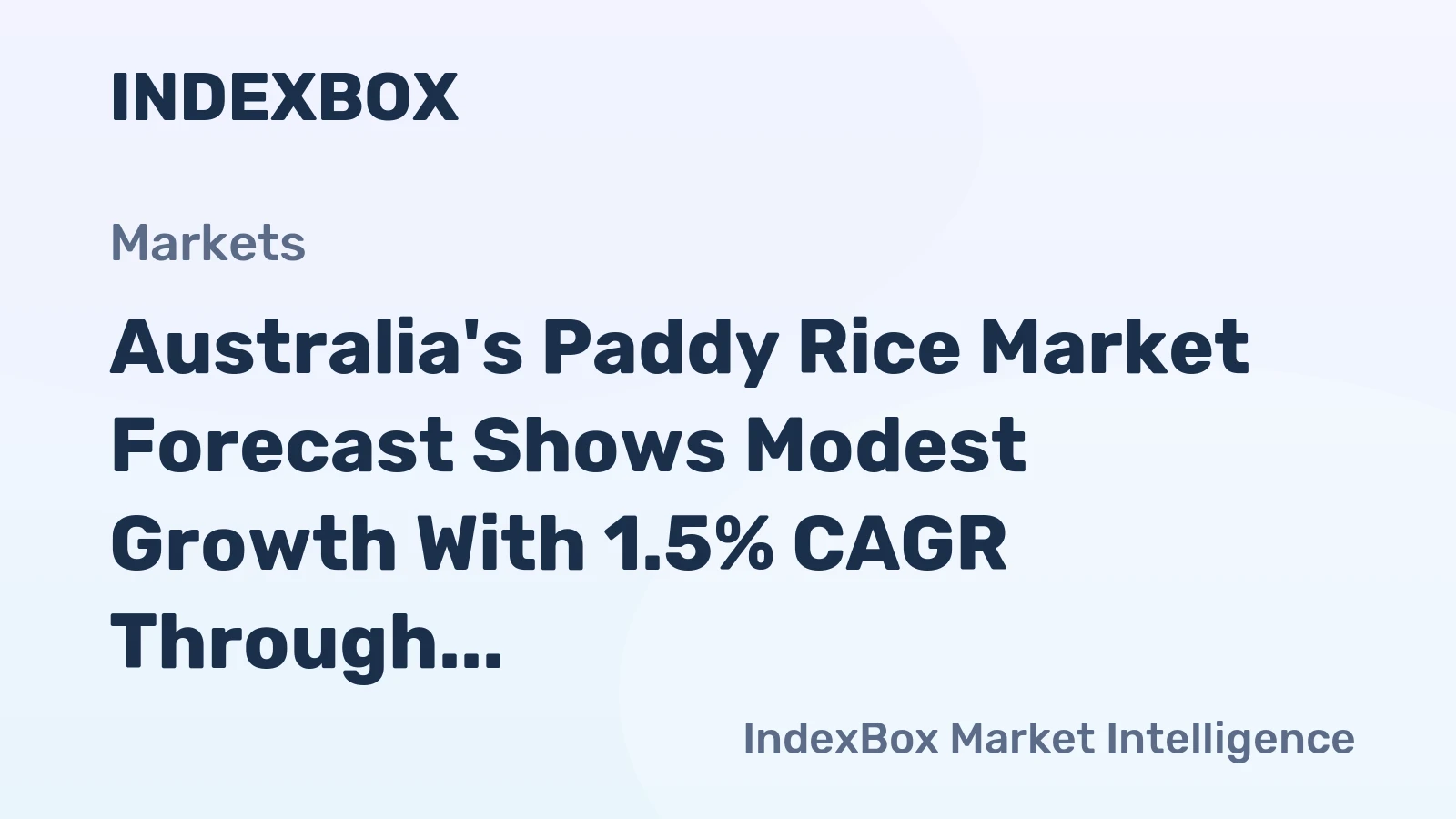 Australia's Paddy Rice Market Forecast Shows Modest Growth With 1.5% CAGR Through 2035