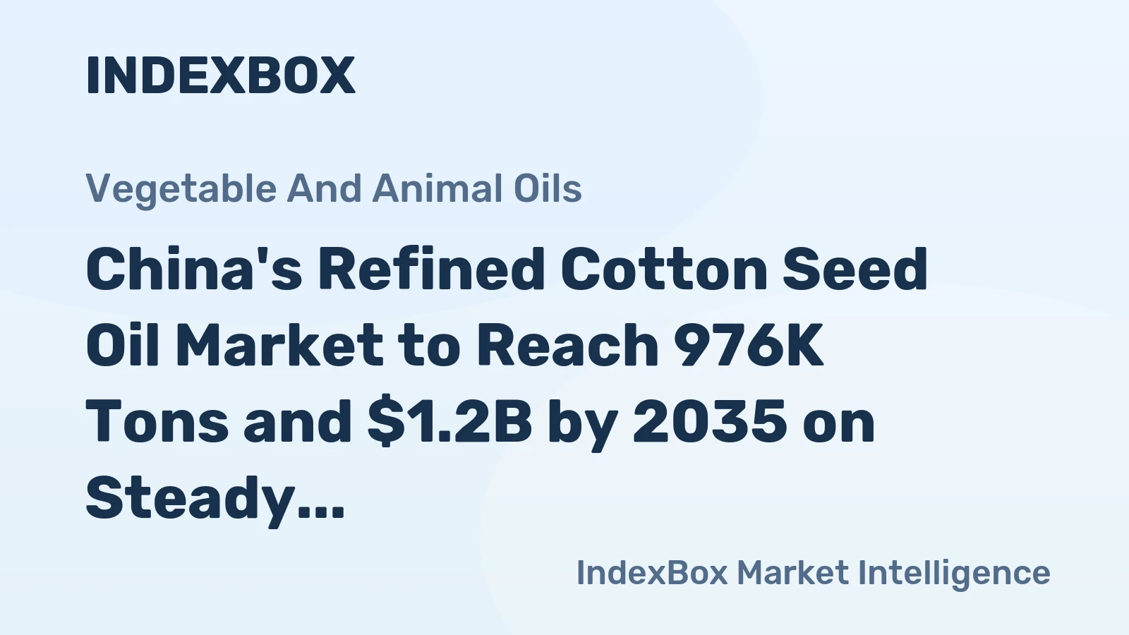 China's Refined Cotton Seed Oil Market to Reach 976K Tons and $1.2B by 2035 on Steady Growth