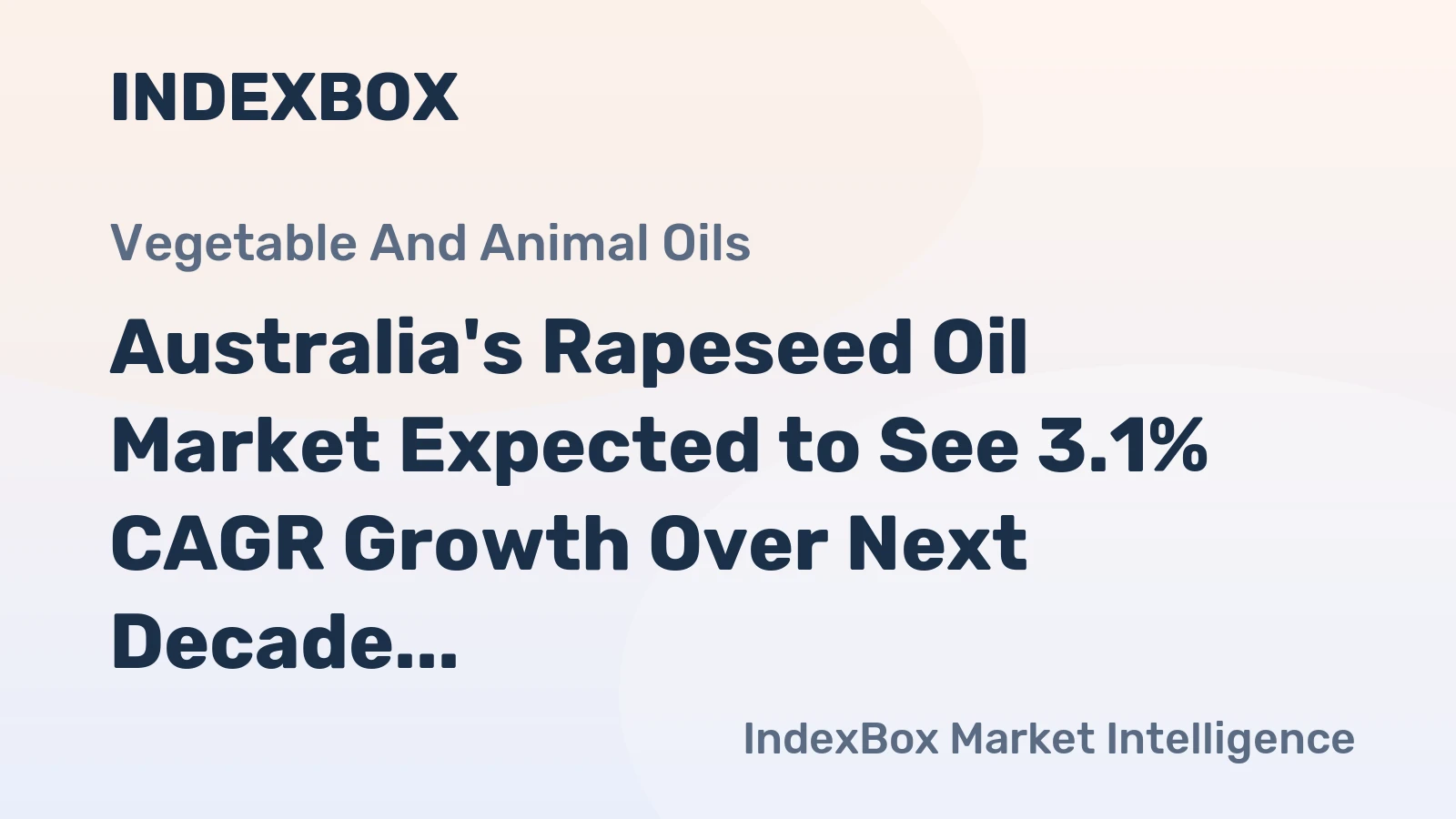 Australia's Rapeseed Oil Market Expected to See 3.1% CAGR Growth Over Next Decade